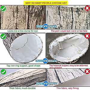 Jacone Stylish Tree Stump Shape Design Storage Basket Cotton Fabric Washable Cylindric Laundry Hamper with Rope Handles, Decorative and Convenient for Kids Bedroom