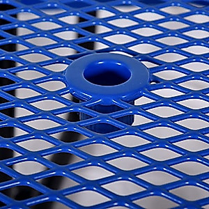 HONOOR Expanded Metal Picnic Table for Outdoors Lifetime Picnic Table with Umbrella Hole,Heavy Duty Sturdy Commercial Picnic Tables for Garden Courtyard BBQ, Round 46 inch Blue (ASW333)