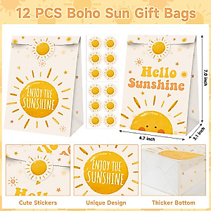 Erweicet Boho Sun Party Favors 72 PCS Sunshine Slap Bracelet Boho Rainbow Temporary Tattoos DIY Stickers Keychain Plastic Straws Gift Bags for Kids Sun Theme Birthday Party Baby Shower