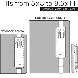 diodrio, Pen Holder, Pencil Holder, Pen Sleeve Case for Notebooks, Journals, Rigid Tablet Covers. Ultra Flat Design, Detachable, Elastic Band, Premium Soft Touch PU Leather. 2 Per Pack.