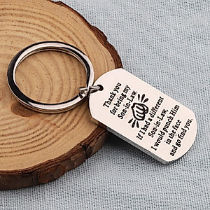 BEKECH Son-in-Law Gifts Bonus Son-in-Law Keychain Thank You for Being My Son-in-Law Keychain Funny Wedding Gift Jewelry from Mother-in-Law,Father-in-Law(silver)