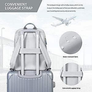 GOLF SUPAGS Laptop Backpack Purse for Women Fits 14 Inch Notebook Casual Daypack Work Travel College Bookbag Fashion Computer Bag (Pale Grey, 14 Inch)