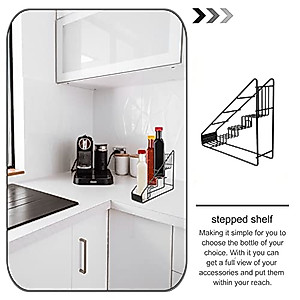 DOITOOL Syrup Bottle Rack Desktop Stainless Steel Wire Bottle Holder Rack Countertop Display Stand Wine Rack Holder for Home kitchen Coffee Shop Cafe Black Coffee Syrup Organizer