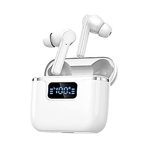 Wireless Bluetooth Earbuds with Charging Case, Stereo Headphones with Deep Bass Low Power Noise Reduction, Built in Mic Headset for Sport/Work