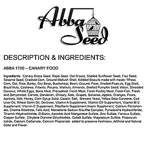ABBA 1700 Canary Bird Food 5lbs