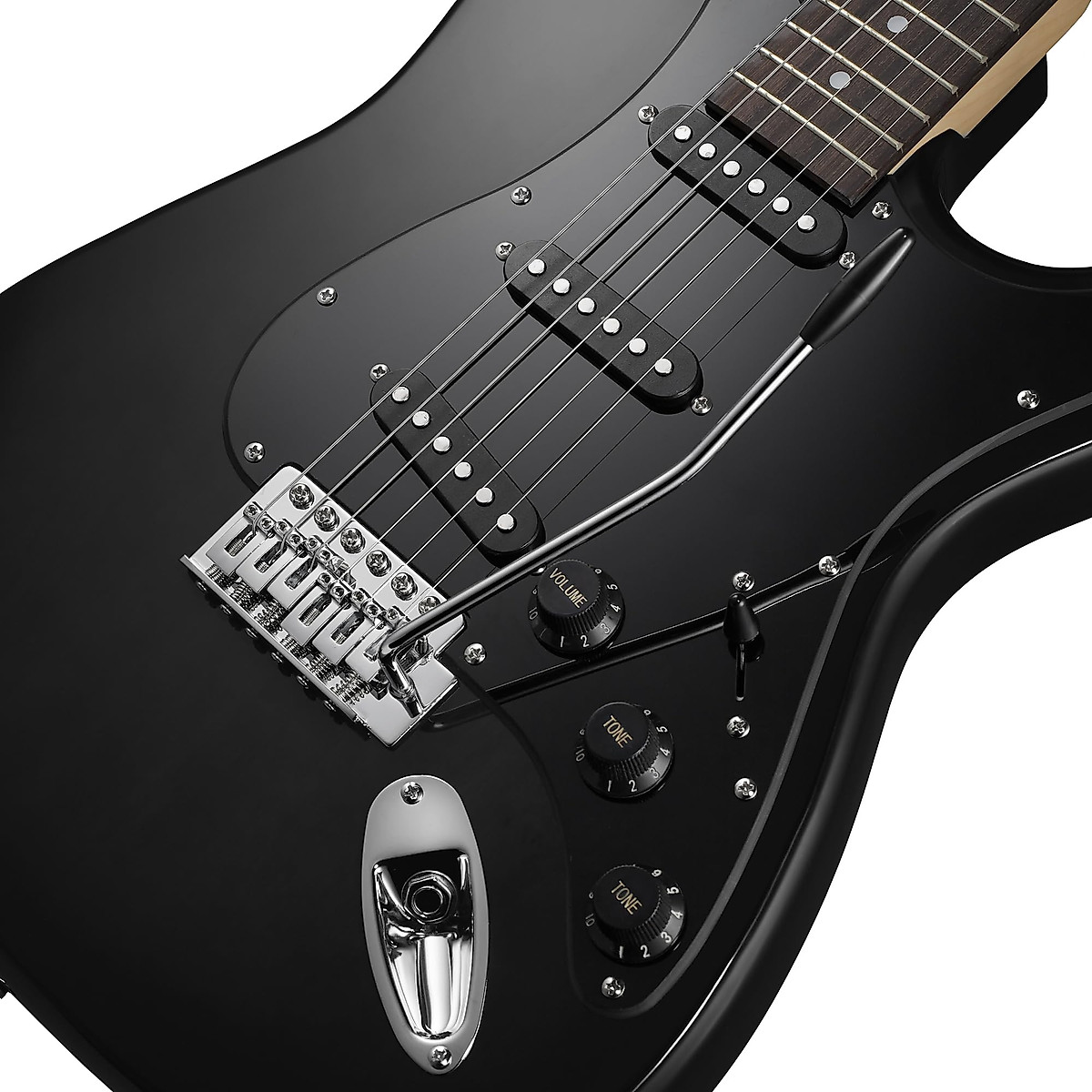 Ashthorpe 39-Inch Electric Guitar (White-White), Full-Size Guitar Kit with Padded Gig Bag, Tremolo Bar, Strap, Strings, Cable, Cloth, Picks