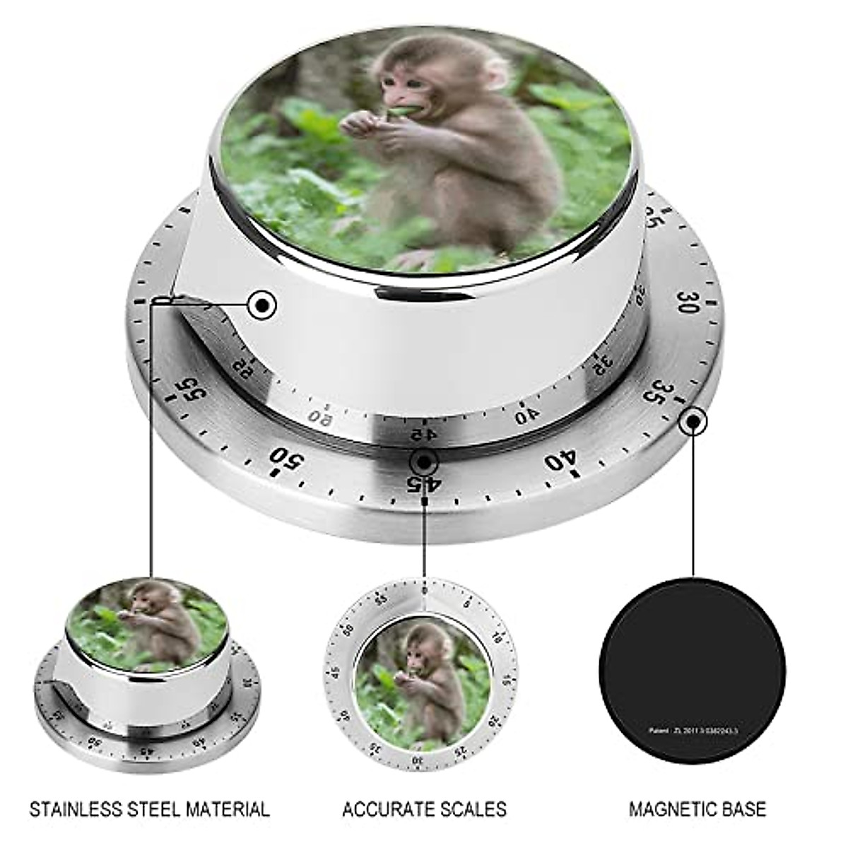 Kitchen Timer Cute Monkey Magnetic Countdown Clock for Cooking Teaching Fitness