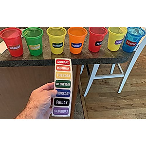 Just Baby'd Sip'n Learn Labels - Learn Days of the Week and Colors of the Rainbow - Weekly Labels for Toddlers - Dual Learning & Education Tool - Sticker Set for Sippy Cups, Dishwasher Safe.