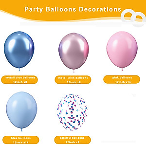 Pink and Blue Balloons, 12 Inch Metallic Blue Pink Balloons Pastel Blue Pink Confetti Balloon for Baby Shower Party Balloons Gender Reveal Birthday Wedding Bridal Party Graduation Decoration