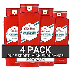 Old Spice High Endurance Body Wash for Men, Pure Sport Scent, 18 FL OZ (532 mL) (Pack of 4)