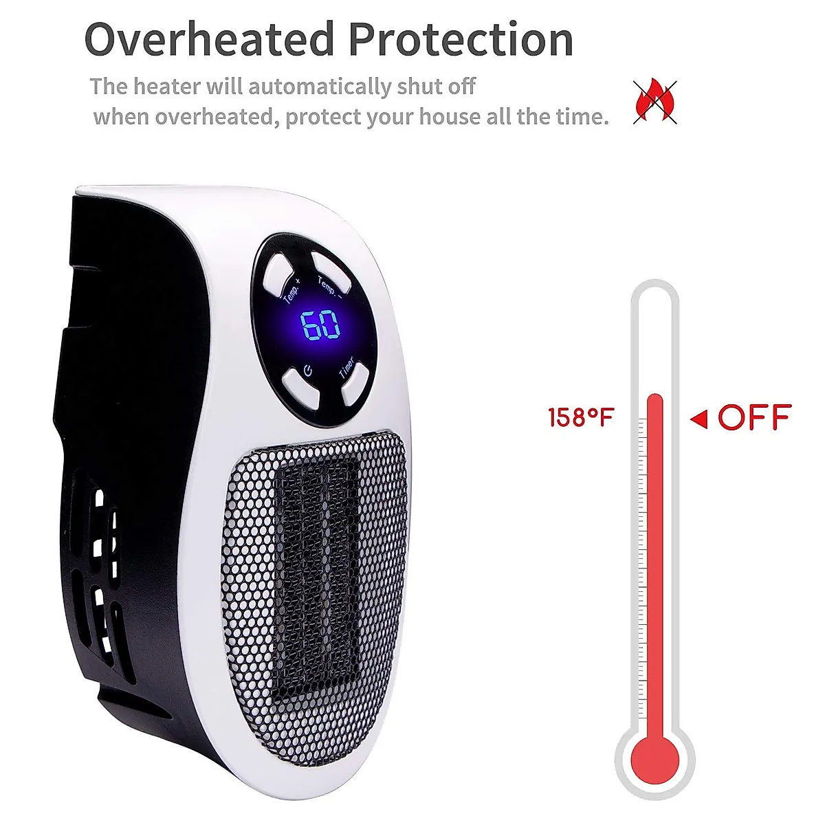 Wall Space Heater 350W&450W Remote Portable Electric Heater with Programmable Adjustable Thermostat, Overheat Protection, Precise LED Display, CSA Certification Safe Heater for Office Dorm Room