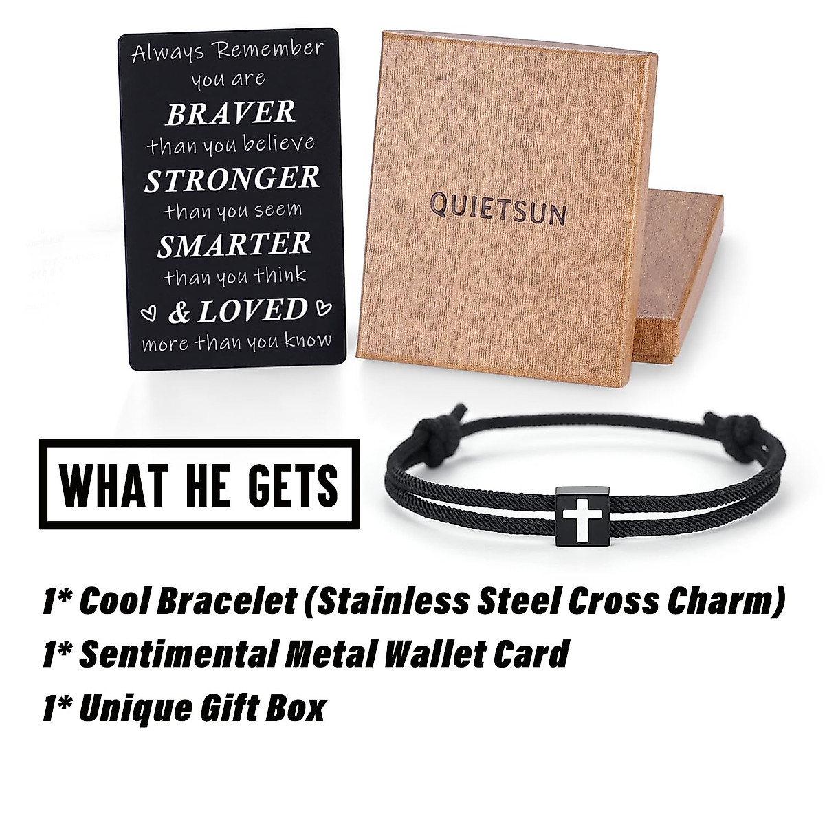 Quietsun Easter Basket Stuffers for Teens Boys Gifts Teenage Cross Bracelet Men Him Christian Baptism Religious Son Cool 13 Year Old Birthday Graduation Confirmation Valentines Christmas Stocking Day