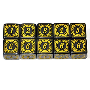 SmartDealsPro 10-Pack D6 Six Sides 16mm Dice Die for DND MTG PRG Wow Table Game Math Teaching (Yellow Letter)