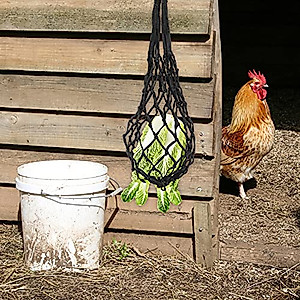 Mipcase Goat Feeder Hay Net for Horses Holes, Nylon Mesh Rope Hanging Feeder Livestock Feeding Mesh Bag for Goat Horses Alpacas Trailer Stall Simulates Grazing Reduce Waste Hay Feeder