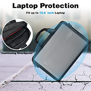 Laptop Bag 15.6 Inch, Briefcase for Men, Laptop Carrying Case, Adjustable Shoulder Messenger Computer Bag, Business College Laptop Case, Water Resistance Laptop Bag Fits HP, Dell, Lenovo, ASUS, Black