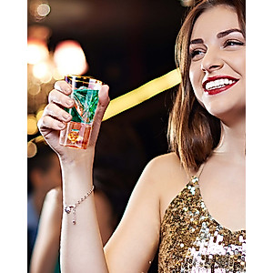 JBHO 1.5 Oz 24K Gold Rim and Base Shot Glasses Set of 6, Crystal Heavy Base, Cool and Fancy, Serving Tequila, Liquor, Bourbon, Vodka and Whisky, Unique Christmas Gift