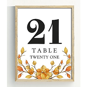 Darling Souvenir, Autumn Theme 1-12 Table Numbers Fall Wedding Reception Decor Table Cards (4x6 Inches)