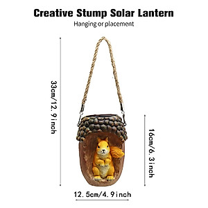 Solar Light Hanging Outdoor Garden Decor Lantern - Waterproof Auto on/Off Decorative LED Light for Garden Patio Yard Porch Outside Decoration nut-Yellow