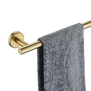 JQK Bath Towel Bar, 24 Inch Brushed Light Gold Towel Rack Bathroom, 304 Stainless Steel Thicken 0.8mm Towel Holder Wall Mount, Total Length 27 Inch, TB110L24-BG