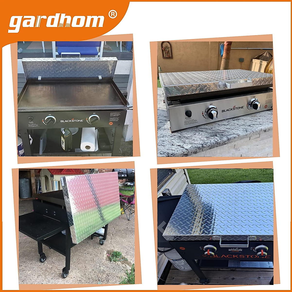 Griddle Cover 28Inch, gardhom Aluminum Hard Top Lid with Handle Outdoor BBQ Hood Lightweight Durable for 28” Blackstone Grill Cover