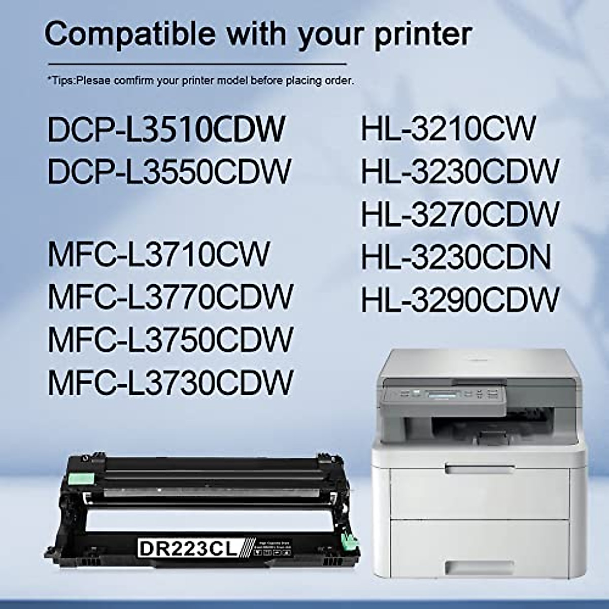 HUIAYA DR223CL Drum Unit Compatible Replacement for Brother DR223CL DCP-L3510CDW L3550CDW MFC-L3710CW L3770CDW HL-3210CW 3230CDW Printer, 1 Pack Black