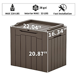 Greesum 31 Gallon Resin Deck Box All Weather Outdoor Storage Boxes for Patio Furniture Set,Outdoor Toys,Garden Tools,Brown