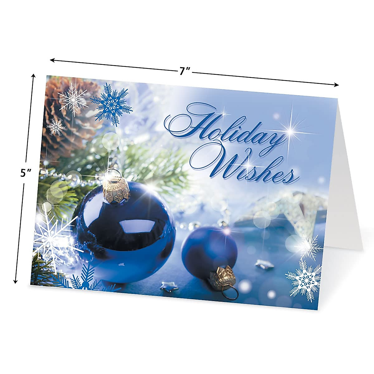 Colorful Images Blue Display Personalized Christmas Cards with Matching Envelope Seals (Set of 24)