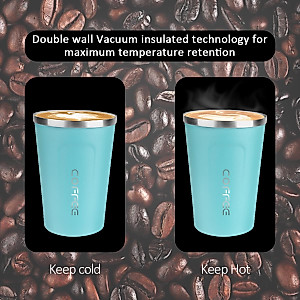 CS COSDDI 12 oz Stainless Steel Vacuum Insulated Tumbler - Coffee Travel Mug Spill Proof with Lid - Coffee Cups for Keep Hot/Ice Coffee,Tea and Beer