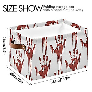 Halloween Scary Bloody Zombie Girl Square Storage Basket Storage Bins Canvas Storage Organizer Closet Shelf Organizer for Home Office, 1 Pc