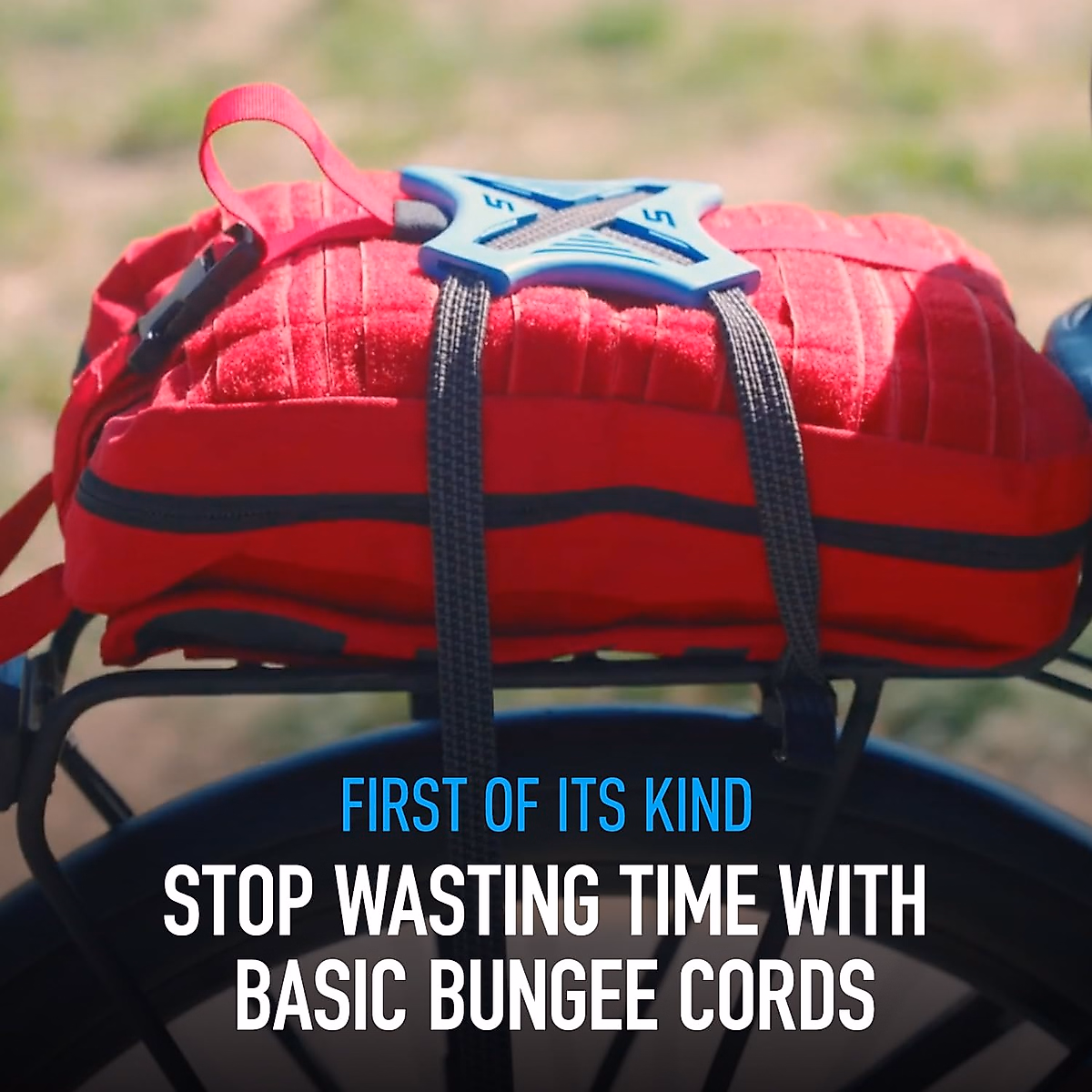 STAPLL Tack Strap – 4-Way Flat Bungee Cord with Rubber Pad Grip, Non-Slip Tie Down Straps for Motorcycle, ATV, Kayak, Cycling, Camping, Truck Storage, Adjustable Bungee Cords - 2 Pack (Orange)