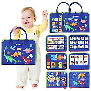 URMYWO Busy Board for Toddlers, Montessori Toys Busy Book for 1 2 3 4 Year Old Toddlers Preschool Learning Activities with Alphabet Number, Animal Travel Toys Gifts for Plane Car Motor Skills