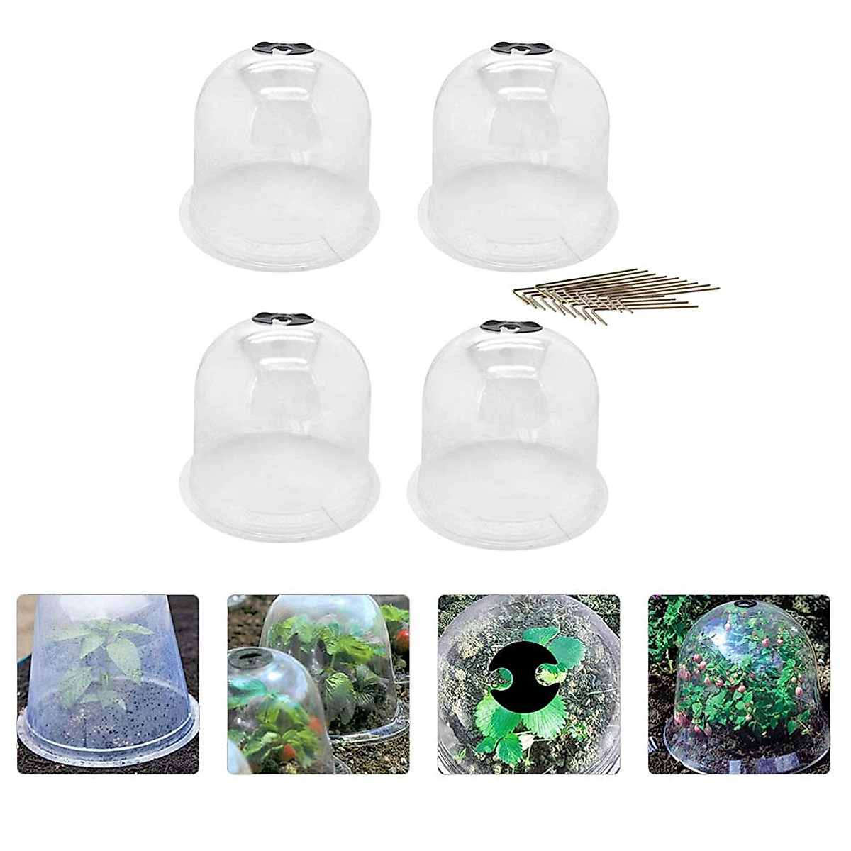 House Plants Mushroom Container 4pcs Garden Cloche Domes Plastic Plant Bell Cover Humidity Dome or Starter Pots for Plant Nursery Clear Glass Containers House Plants Indoors Live