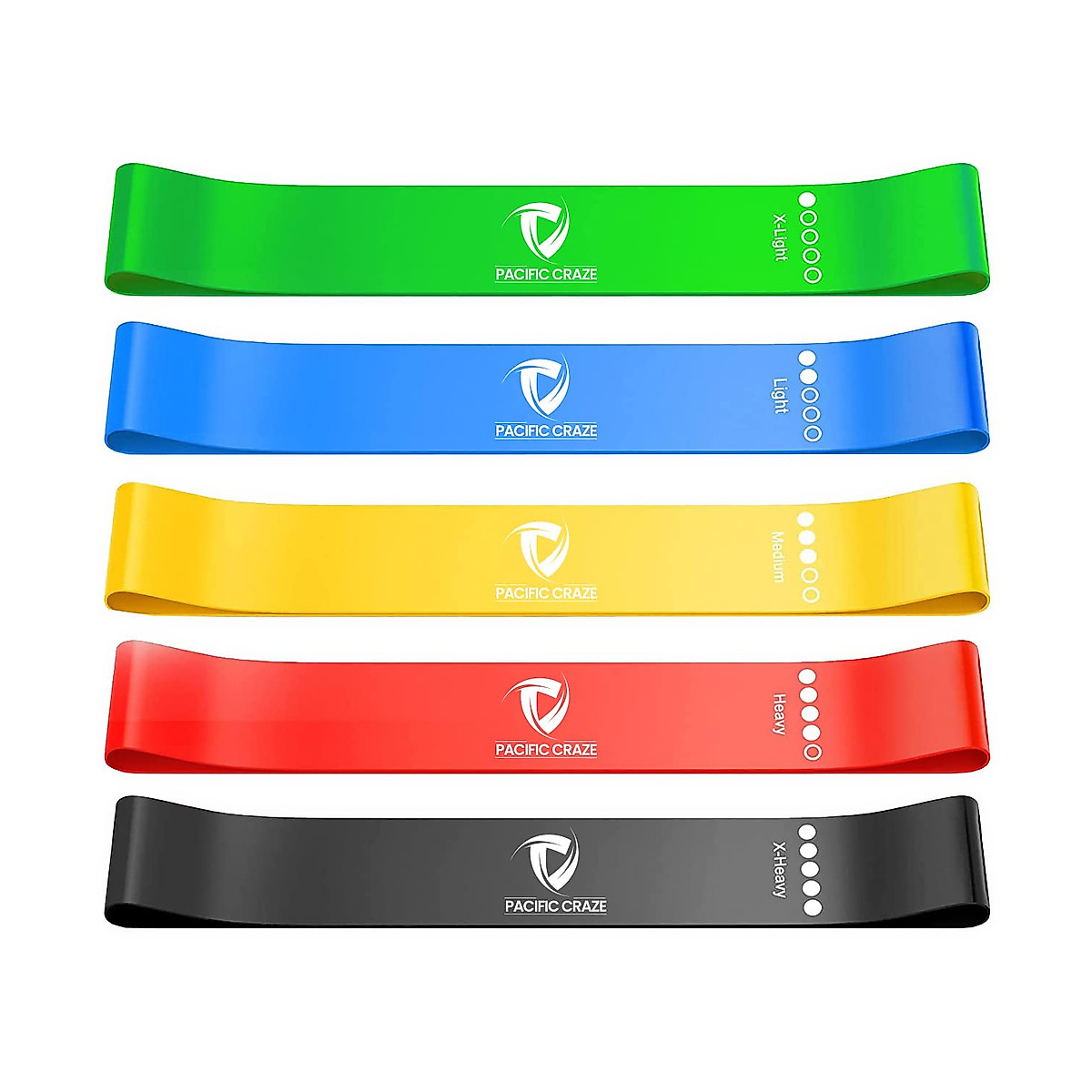 Pacific Craze Pro Resistance Bands for Working Out Women (Set of 5) Workout Exercise Band for Men Body Stretching Home Gym Physical Therapy Durable Strength Bands