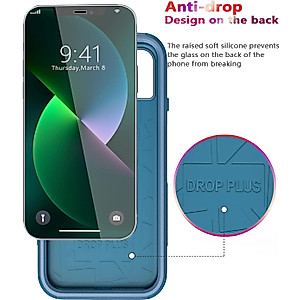 Diverbox for iPhone 13 Case [Shockproof] [Dropproof] [Tempered Glass Screen Protector + Camera Lens Protector],Heavy Duty Protection Phone Case Cover for Apple iPhone 13 (Blue)