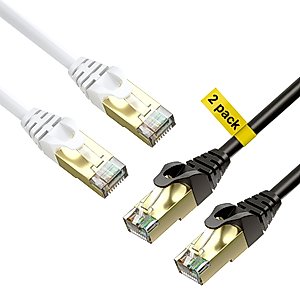 BlueRigger CAT7 Ethernet Cable 6ft - 2 Pack (10Gbps, 1000MHz, RJ45) CAT 7 Gigabit Internet Network LAN Patch Cord - Compatible with Game Consoles, Smart TV, Router