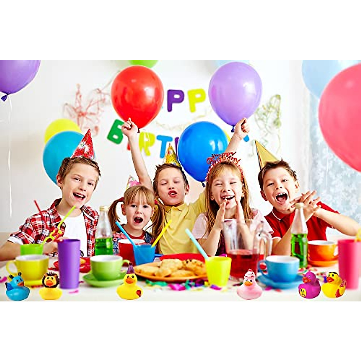 Assorted Rubber Ducks Toy Duckies for Kids and Toddlers, Bath Birthday Baby Showers Classroom, Summer Beach and Pool Activity, 2" Inches (25-Pack)