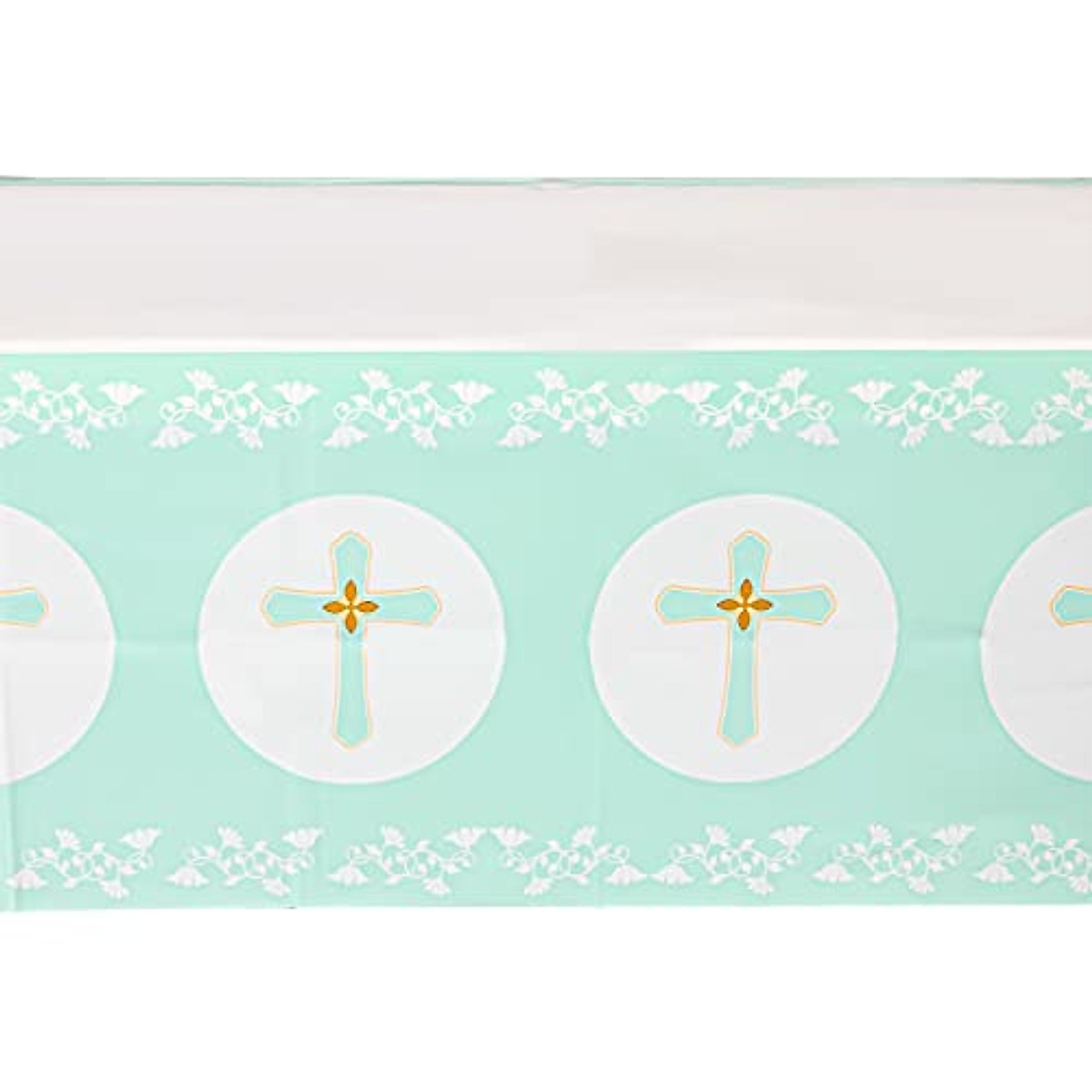 BLUE PANDA 3 Pack Disposable Plastic Table Covers, Boy Baptism Decorations, Easter Tablecloth (54 x 108 in)