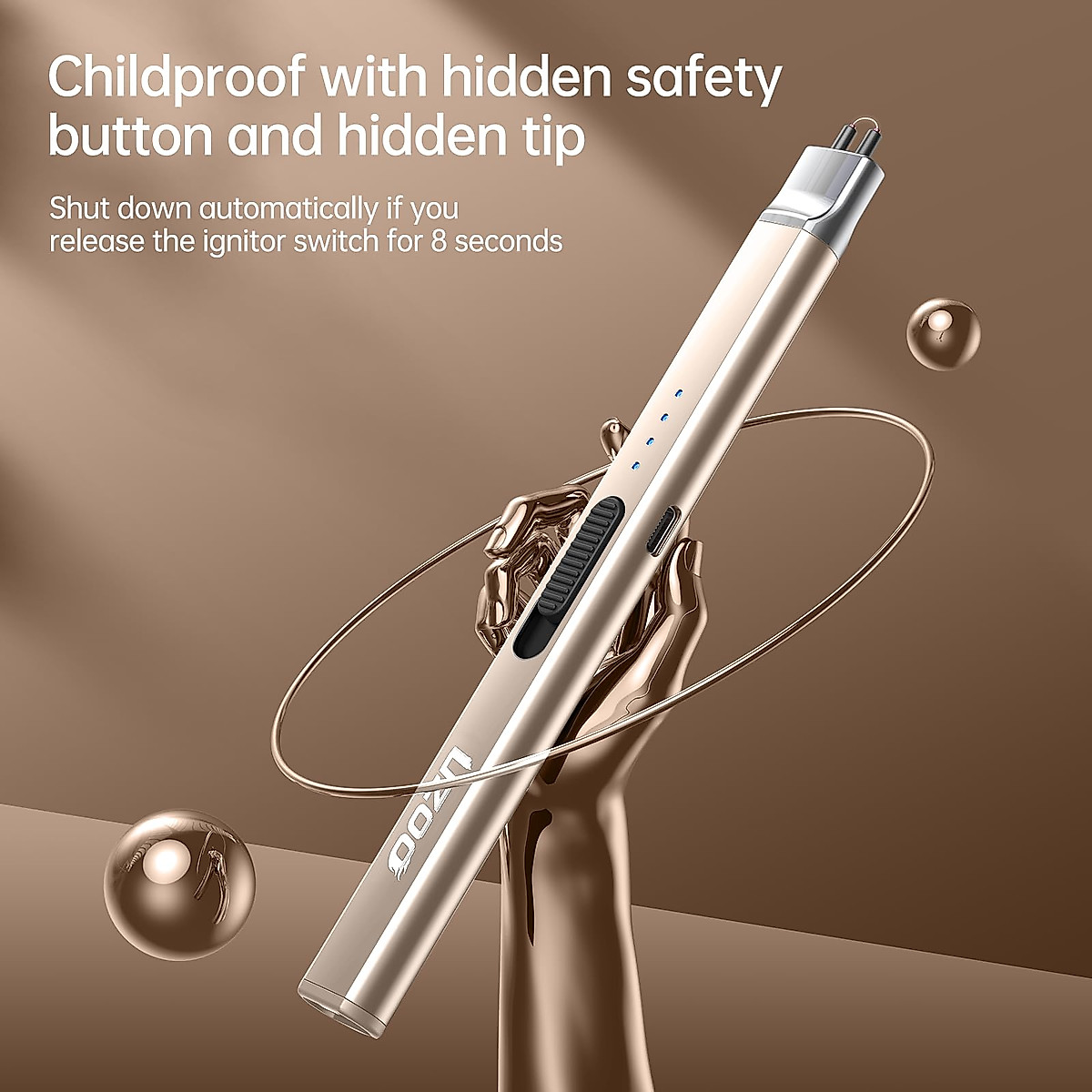 Betrich Candle lighters, Electric Lighter, Rechargeable Arc Lighter, 360° Flexible Neck Flameless Grill Long Lighters for Candle Aromatherapy Camping BBQ Gas Stove-Gold