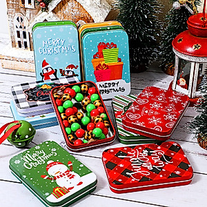 Moxweyeni 12 Pcs Colorful Christmas Card Tin Holder Boxes Christmas Tins Gift Card Holder Stylish Holiday Tin Boxes with Lids for Christmas Gift Cards Party Favors,4.9 x 3.3 x 0.7 Inches (Cute)