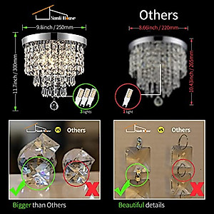 Sunli House Modern Crystal Chandelier Ball Fixture Pendant Ceiling Lamp H11.7 X W9.8, 3 Light,Mini Modern Chandelier Lighting Fixture for Bedroom, Hallway, Bathroom, Kitchen, Bar