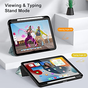 Tuiklol Case for iPad Air 6th Generation 11inch 2024 / iPad Air 10.9 inch 5th 4th Gen 2022 2020 Release with Pencil Holder, Slim Protective Auto Sleep/Wake Trifold Stand Tablet Cover,Abstract Leaves