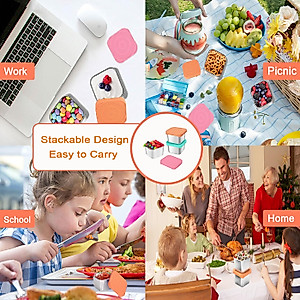 HyStarsigo Set of 3 Stainless Steel Snack Containers for Kids (6oz), Leak Proof Stackable Small Metal Food Containers with Silicone Lids, Stainless Steel Lunch Box for Toddlers and Kids