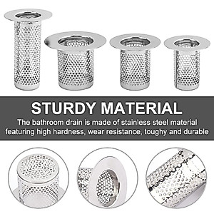 4 Pack Hair Catcher Shower Drain Strainer, Stainless Steel Floor Drain Strainer, Sink Tub Drain Stopper for Bathroom Washbasin Bathtub Drain(Silver)