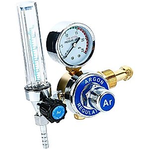 Argon Regulator With Flowmeter TIG Welder MIG Welding CO2 Regulator 0 to 25 L/MIN - 0 to 25 MPA Pressure Gauge CGA580 Inlet Connection Gas Welder Welding Regulator with Built-In Flow Meter