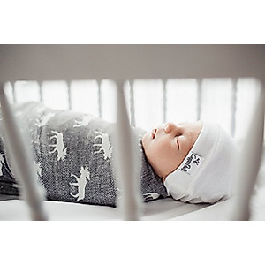 Copper Pearl Large Premium Knit Baby Swaddle Receiving Blanket Grey and White Moose Scout
