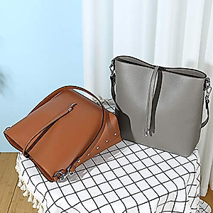 WESTBRONCO Hobo Bags for Women Vegan Leather Handbag Designer Crossbody Bucket Tote Purse Large Ladies Shoulder Bags Brown