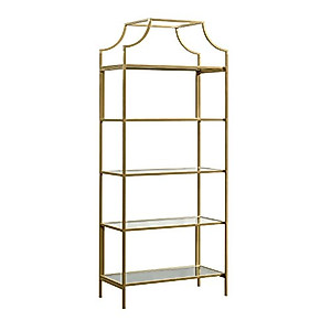 Sauder 421434 International Lux Bookcase, L: 30.0" x W: 14.49" x H: 70.87", Satin Gold Finish
