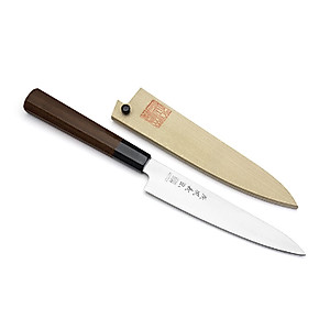 Yoshihiro Inox Stain-resistant Aus-8 Steel Ice Hardened Petty Utility knife Shitan Handle 6" (150mm)