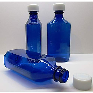 Graduated Oval 8 Ounce Cobalt Blue RX Medicine Bottles w/Caps-50 Pack-Pharmaceutical Grade-The Ones We Sell to Pharmacies, Hospitals, Physicians, and Labs