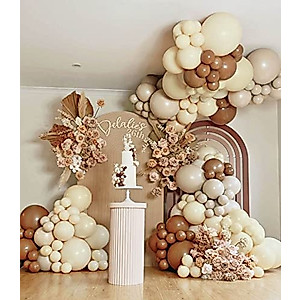 Ivory Balloon Garland - Double Stuffed Cream Beige Balloons Different Sizes 18/12/5 in Pastel Nude White Sand Balloon Arch Kit for Baby Shower Bridal Wedding Birthday Party Decoration